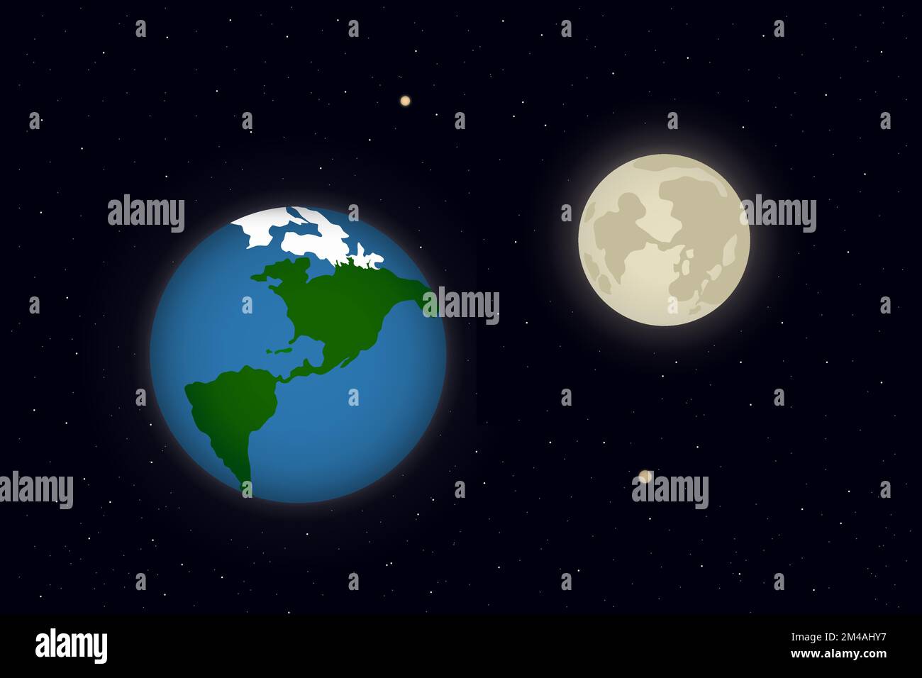 View of planet Earth and Moon from outer space. Vector illustration ...