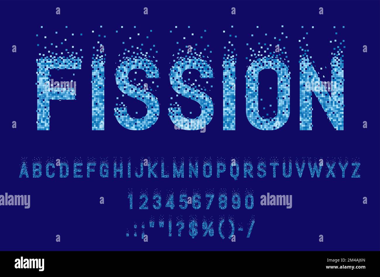 Split mosaic pixel font, fission typeface or halftone type and pool ...