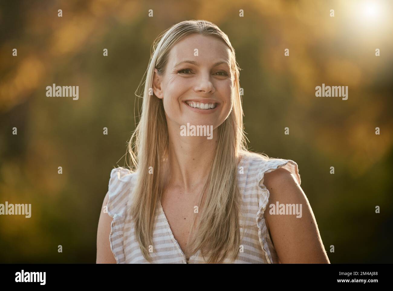 Face portrait, smile and happy woman on vacation, holiday or trip ...
