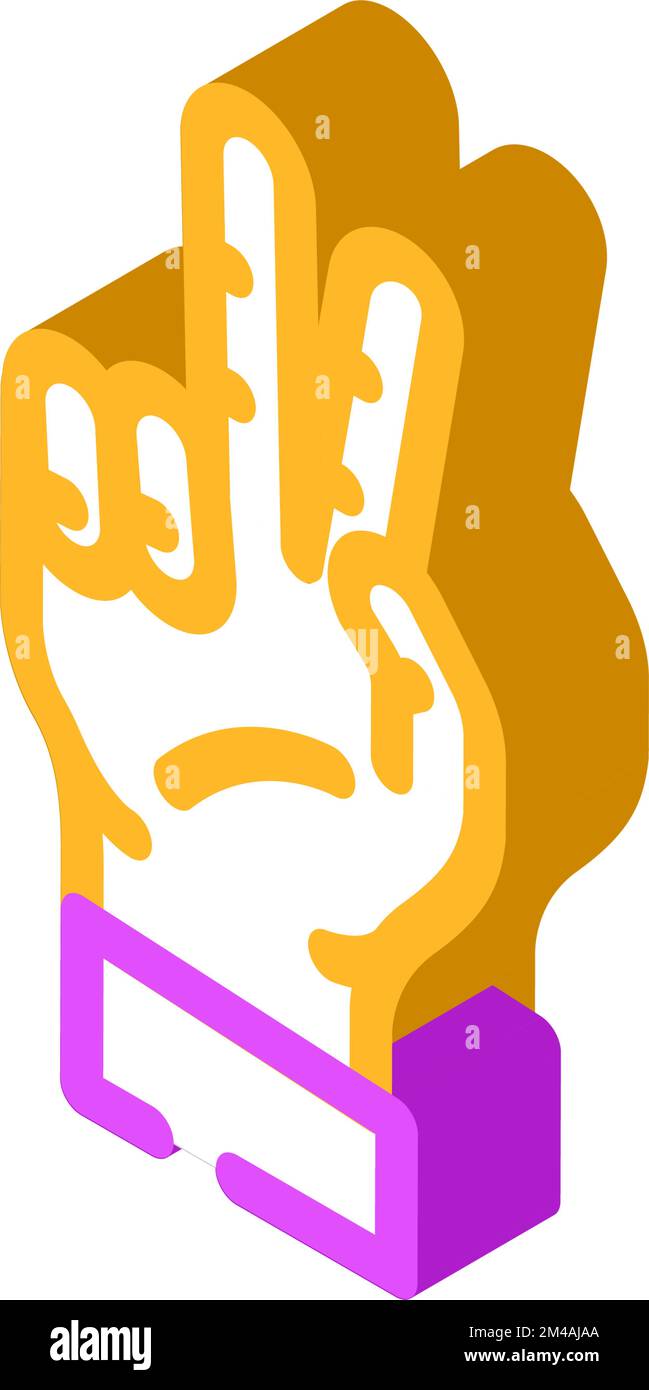 two number hand gesture isometric icon vector illustration Stock Vector ...