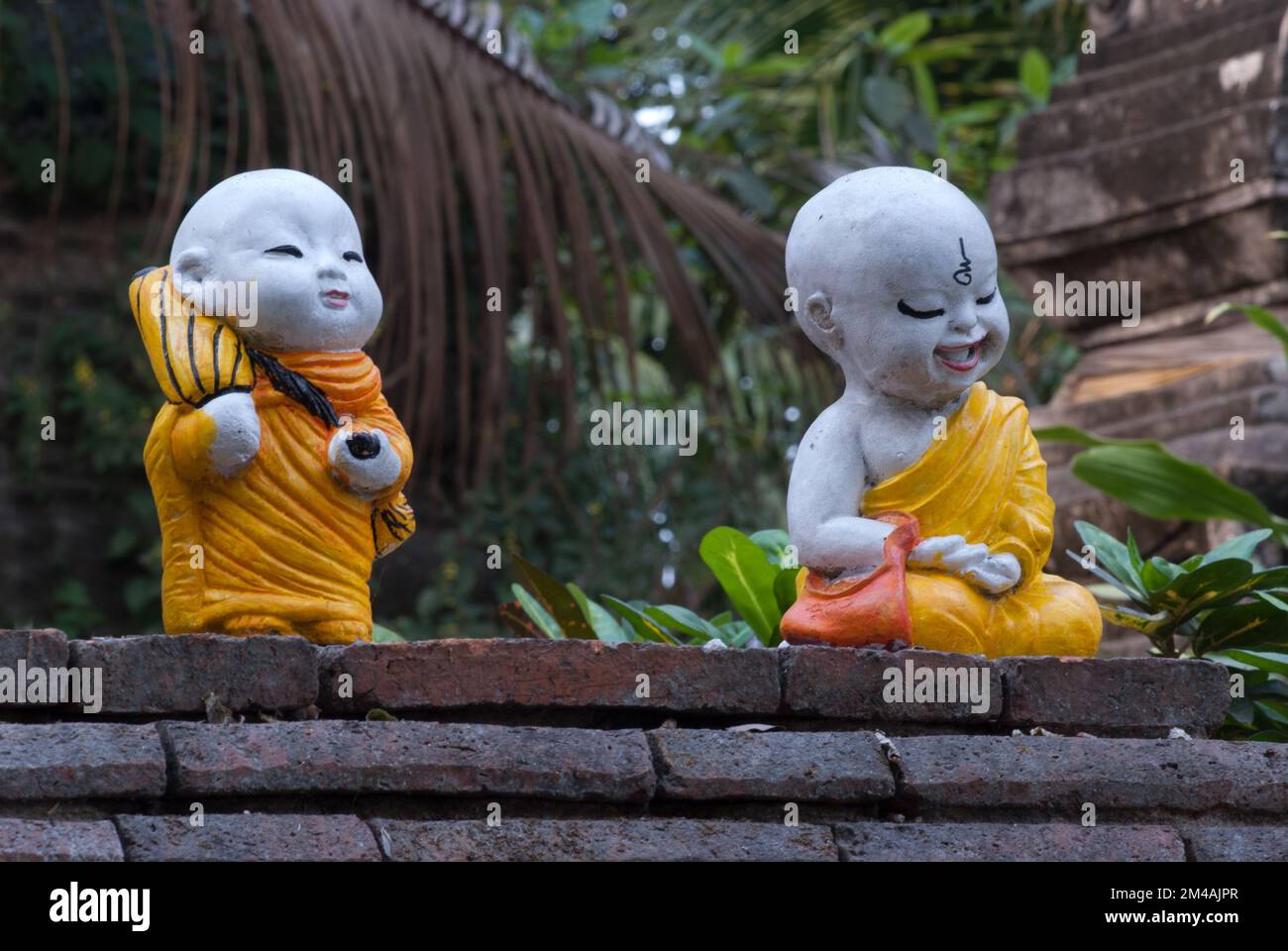 Sculpture monk doll in Thai temple Stock Photo - Alamy
