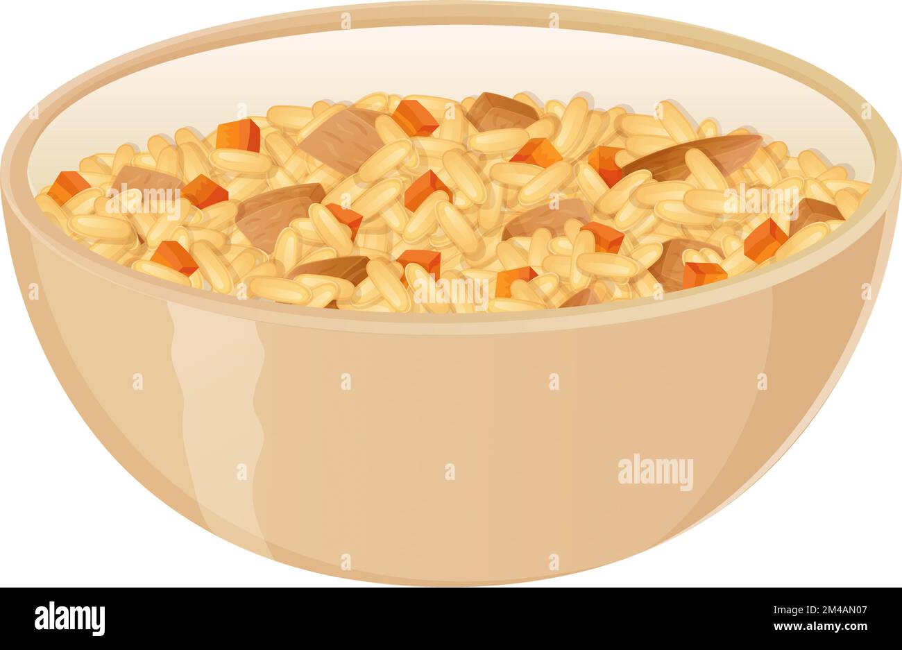 Middle East Pilaf dish withbeaf and carrot. Asian food illustration ...