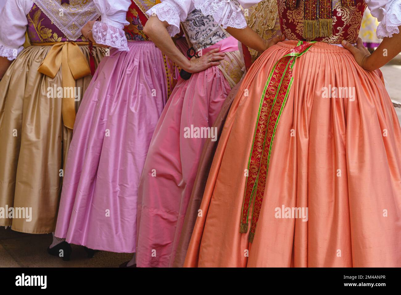 Valencia, Spain, May 22, 2022. Women with typical dance costumes from ...