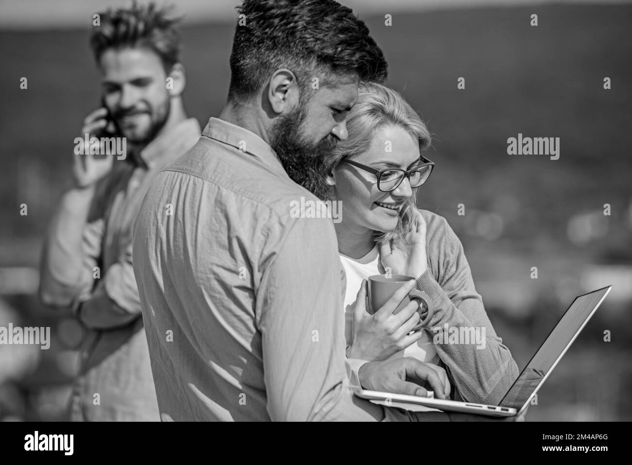 Coffee break concept. Business partners meeting non formal atmosphere ...