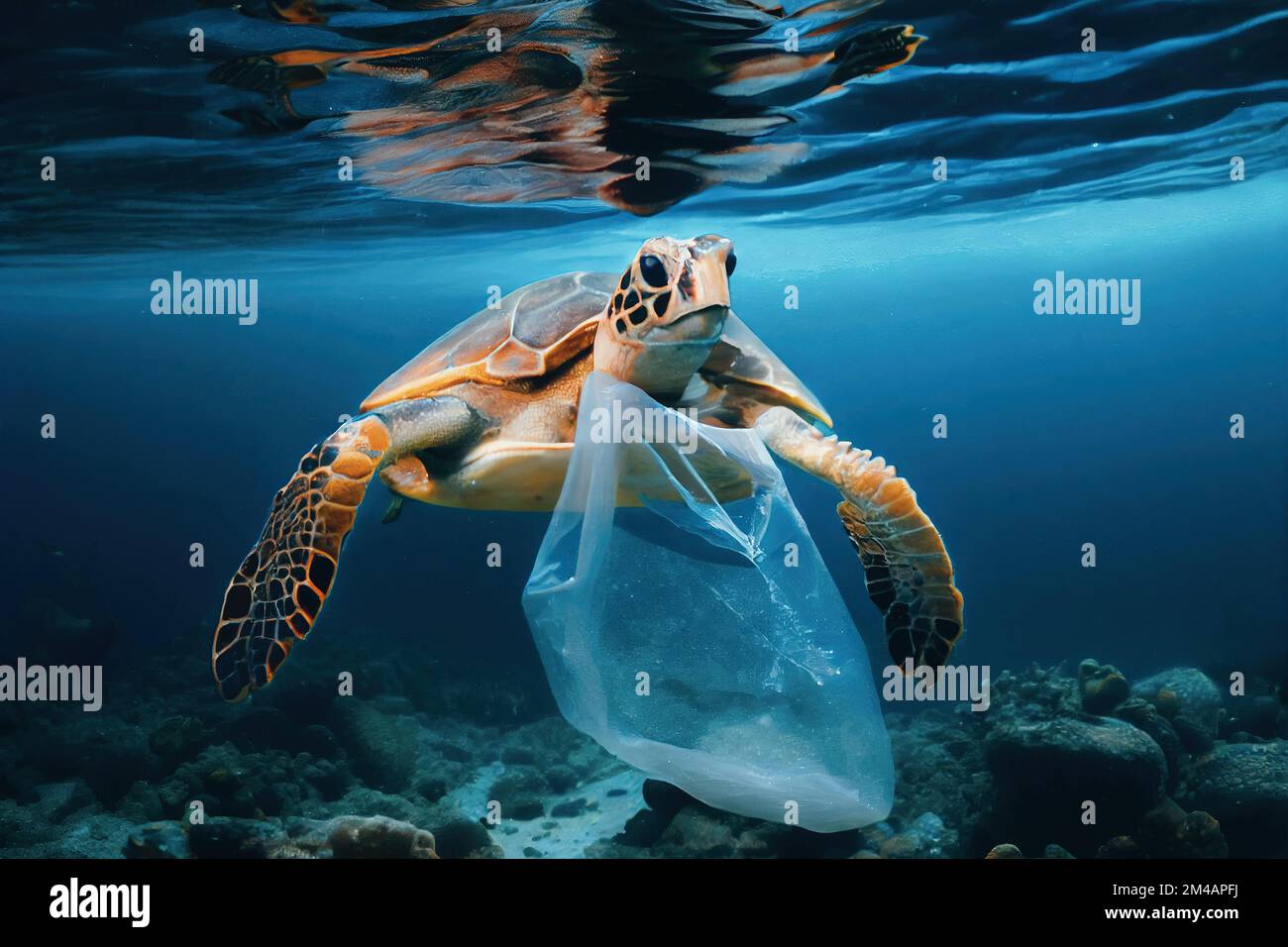 Turtle swimming plastic hi-res stock photography and images - Alamy