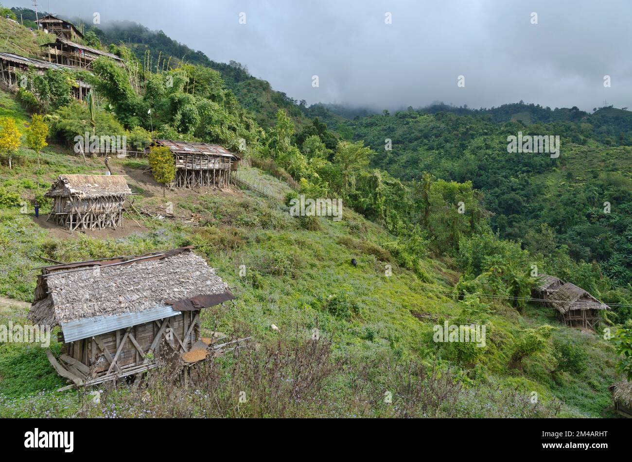 The village Kicho of the Nishi-Tribe lies picturesque in the hills of ...