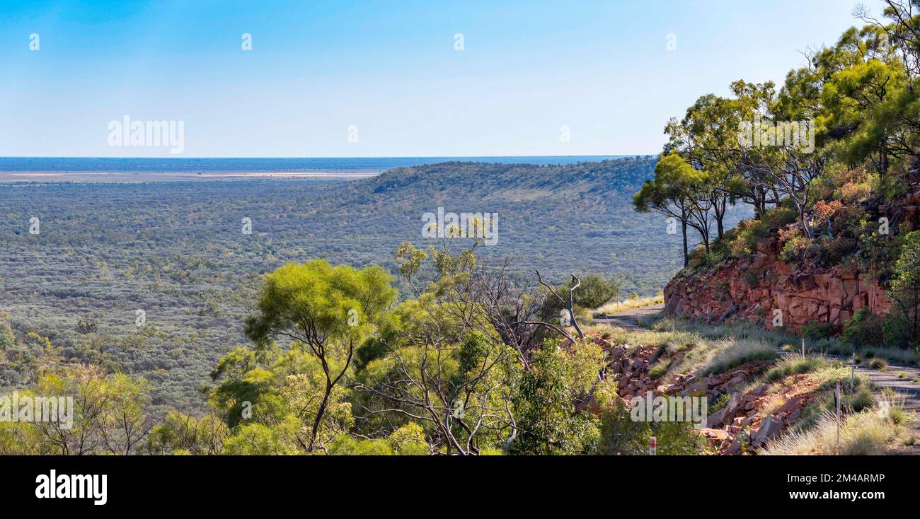 The winding narrow road that leads to the top of Mount Oxley, situated ...