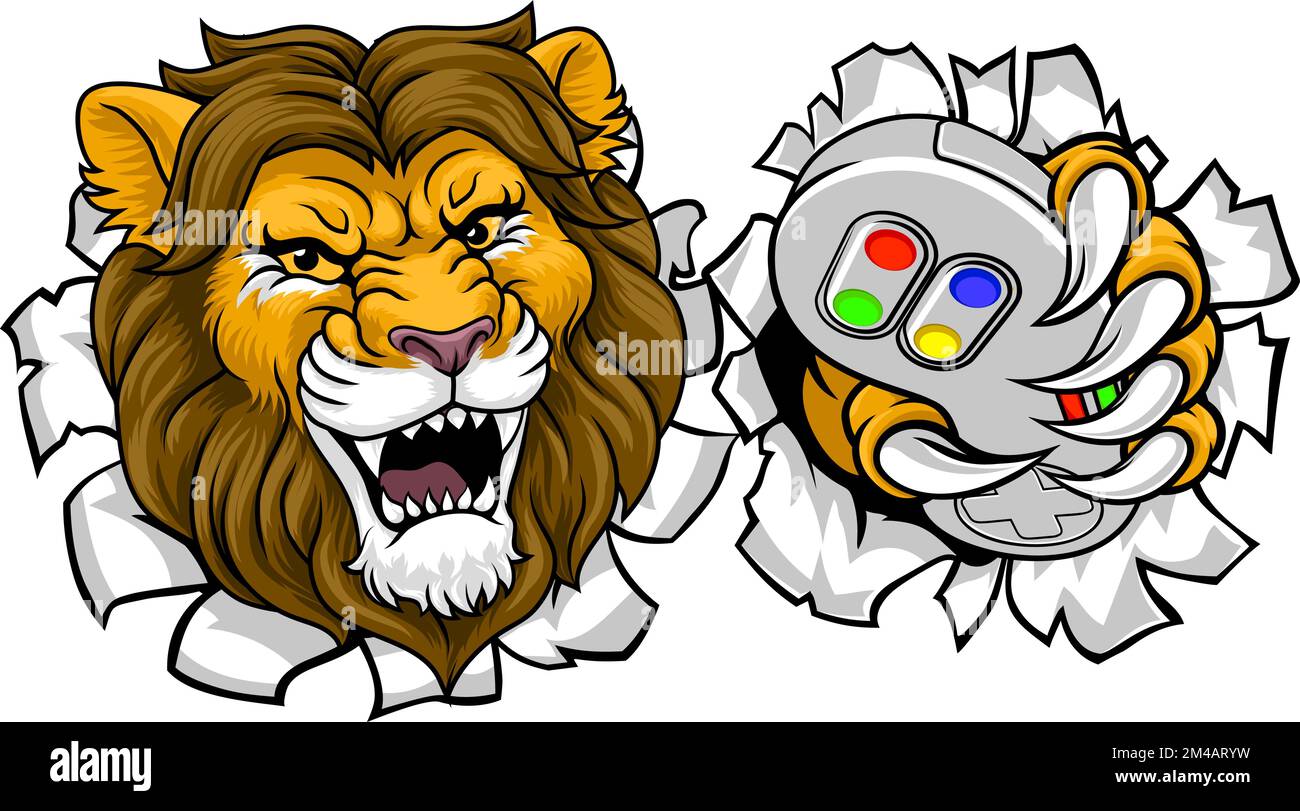 Lion Gamer Video Game Animal Sports Team Mascot Stock Vector Image ...