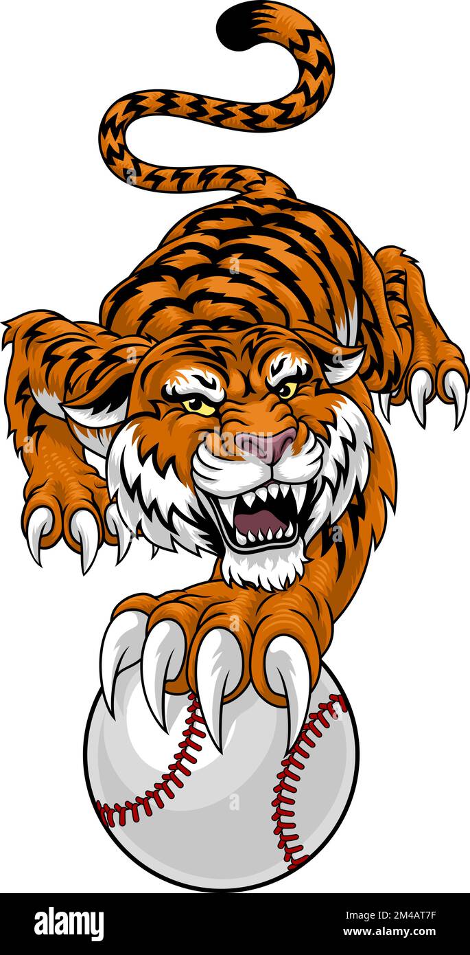Tiger Baseball Ball Animal Sports Team Mascot Stock Vector Image & Art ...