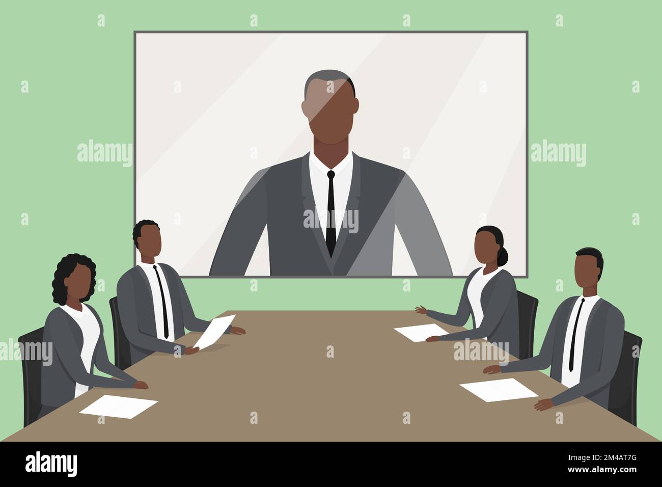 Video conference in meeting room. Vector illustration Stock Vector ...