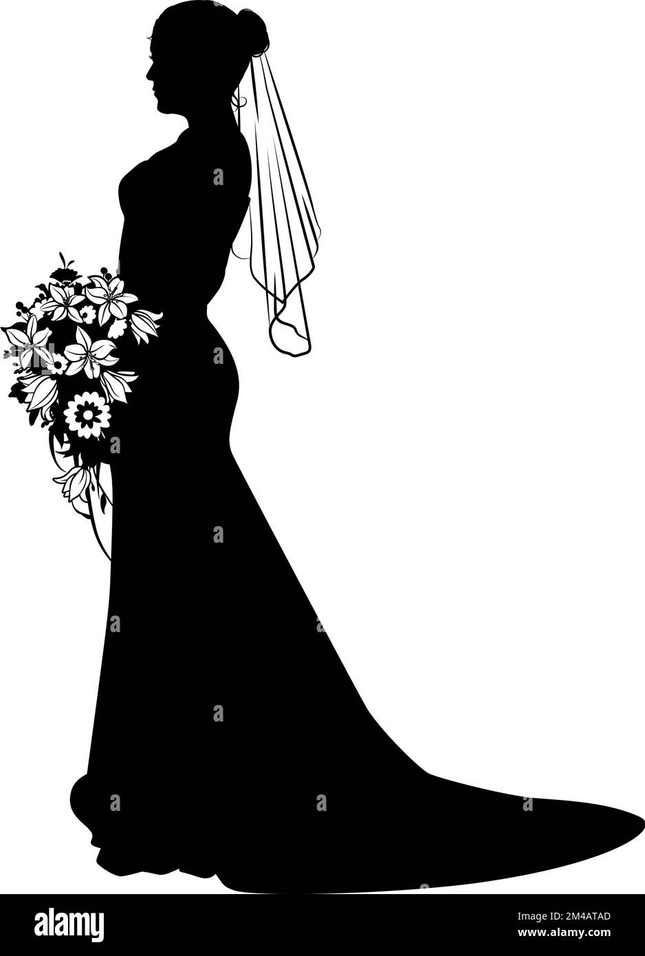 Bride Bridal Wedding Dress Silhouette Woman Design Stock Vector Image ...