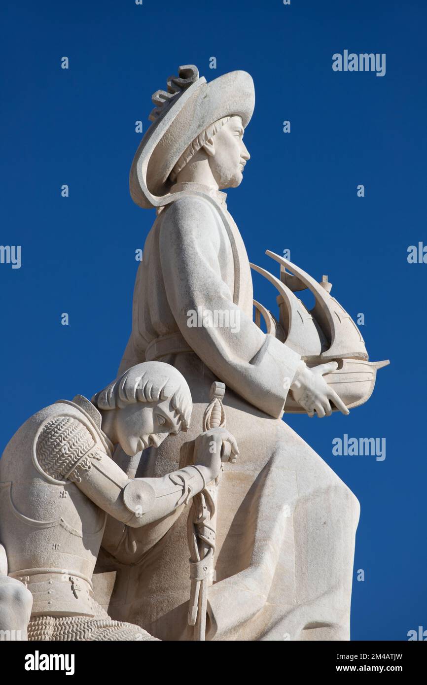 Detail of the Portuguese Discoverers statues in the Padrão dos ...