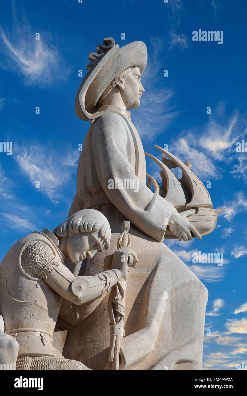 Detail of the Portuguese Discoverers statues in the Padrão dos ...
