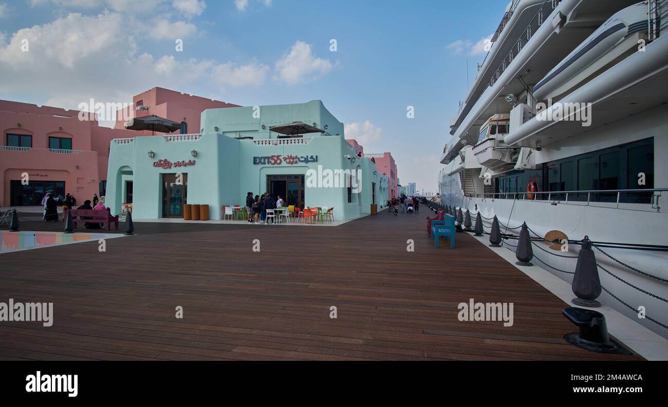 Old Doha port (Mina District) in Doha, Qatar afternoon shot showing ...