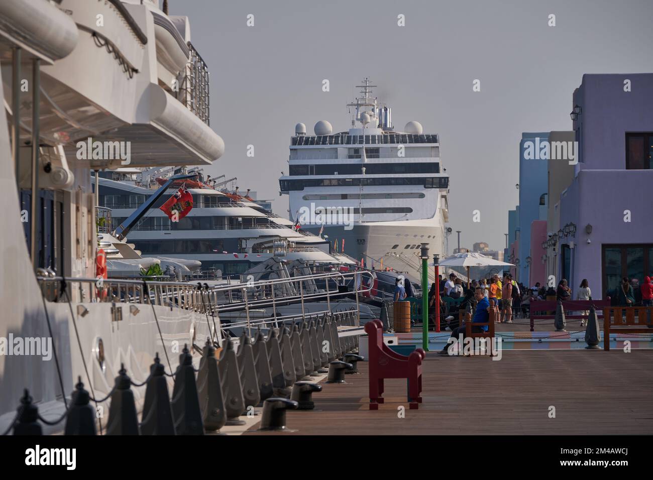 Old Doha port (Mina District) in Doha, Qatar afternoon shot showing ...