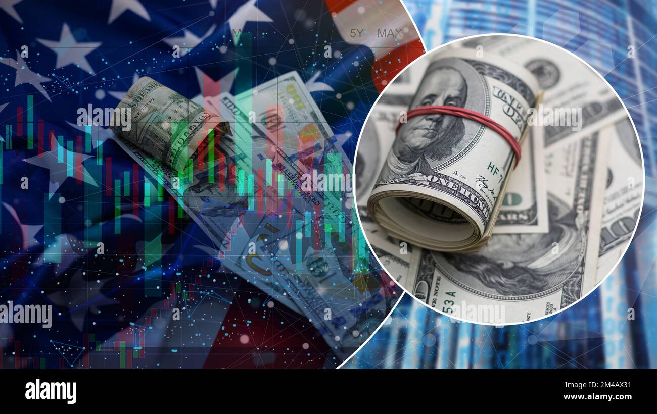 financial graph inflation 2023 and dollars Stock Photo - Alamy