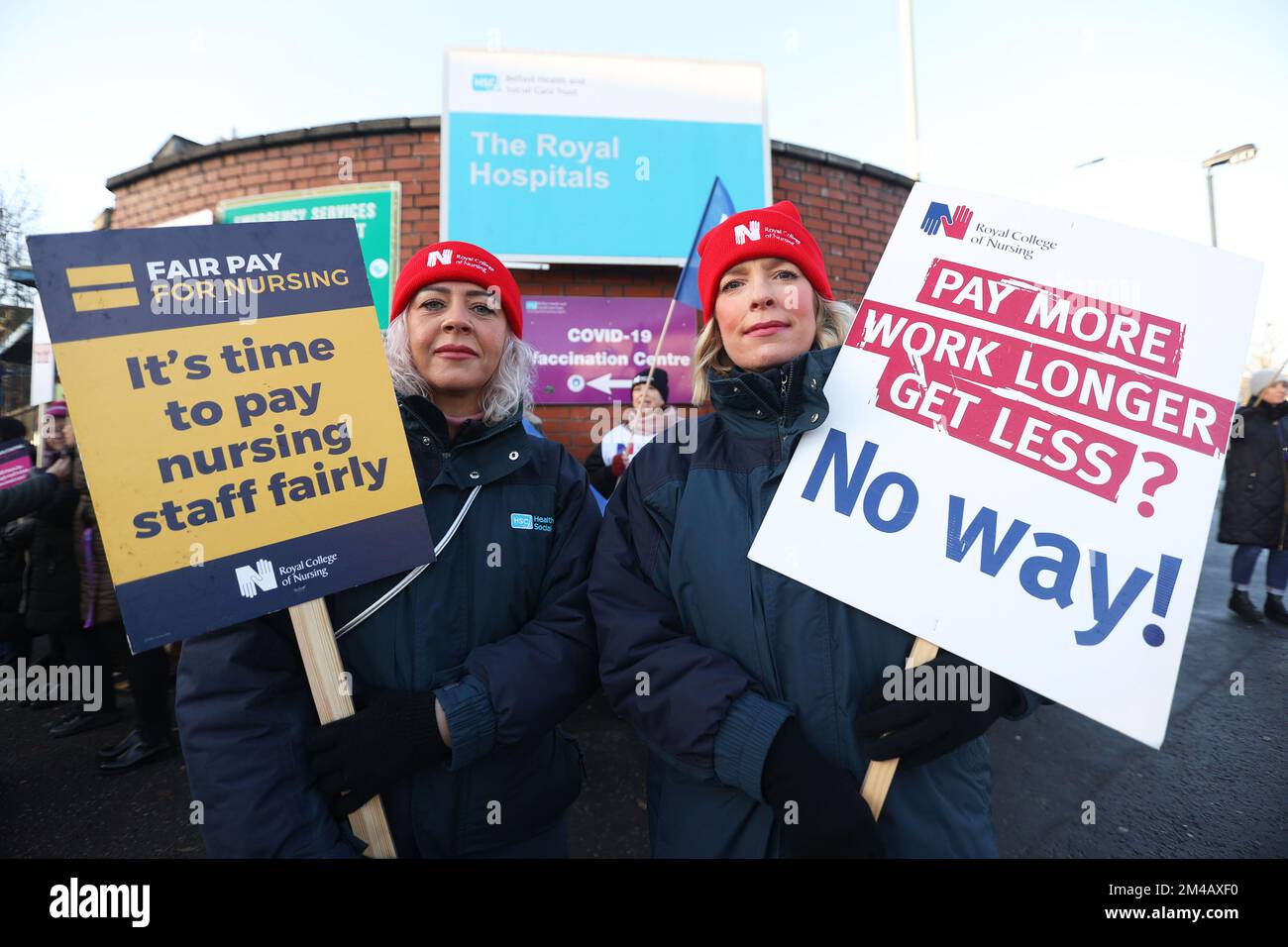 Nurses Sarah Donnelly (left) and Nicola Joyce on the picket line ...