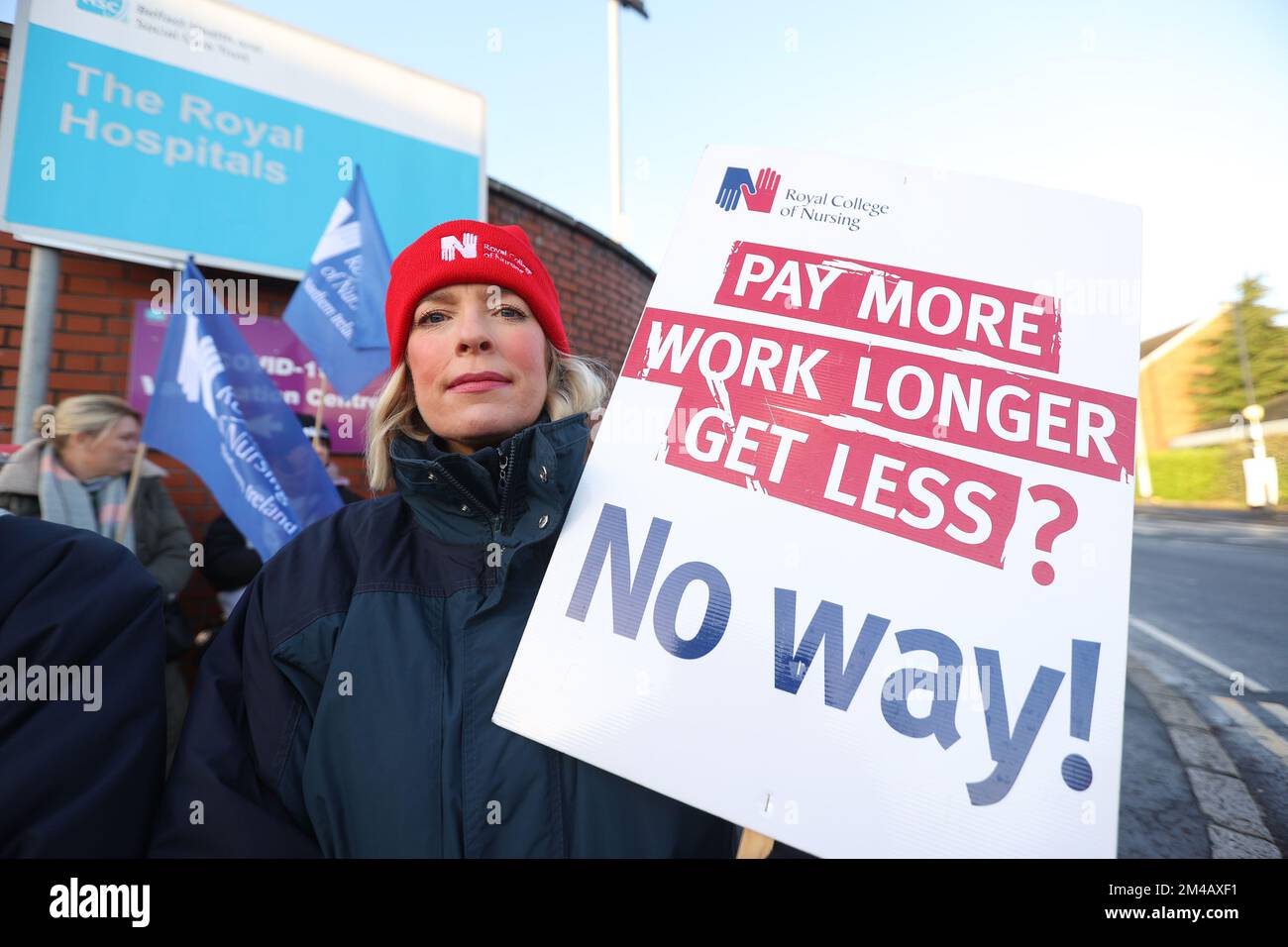 Nurse Nicola Joyce on the picket line outside the Royal Victoria ...