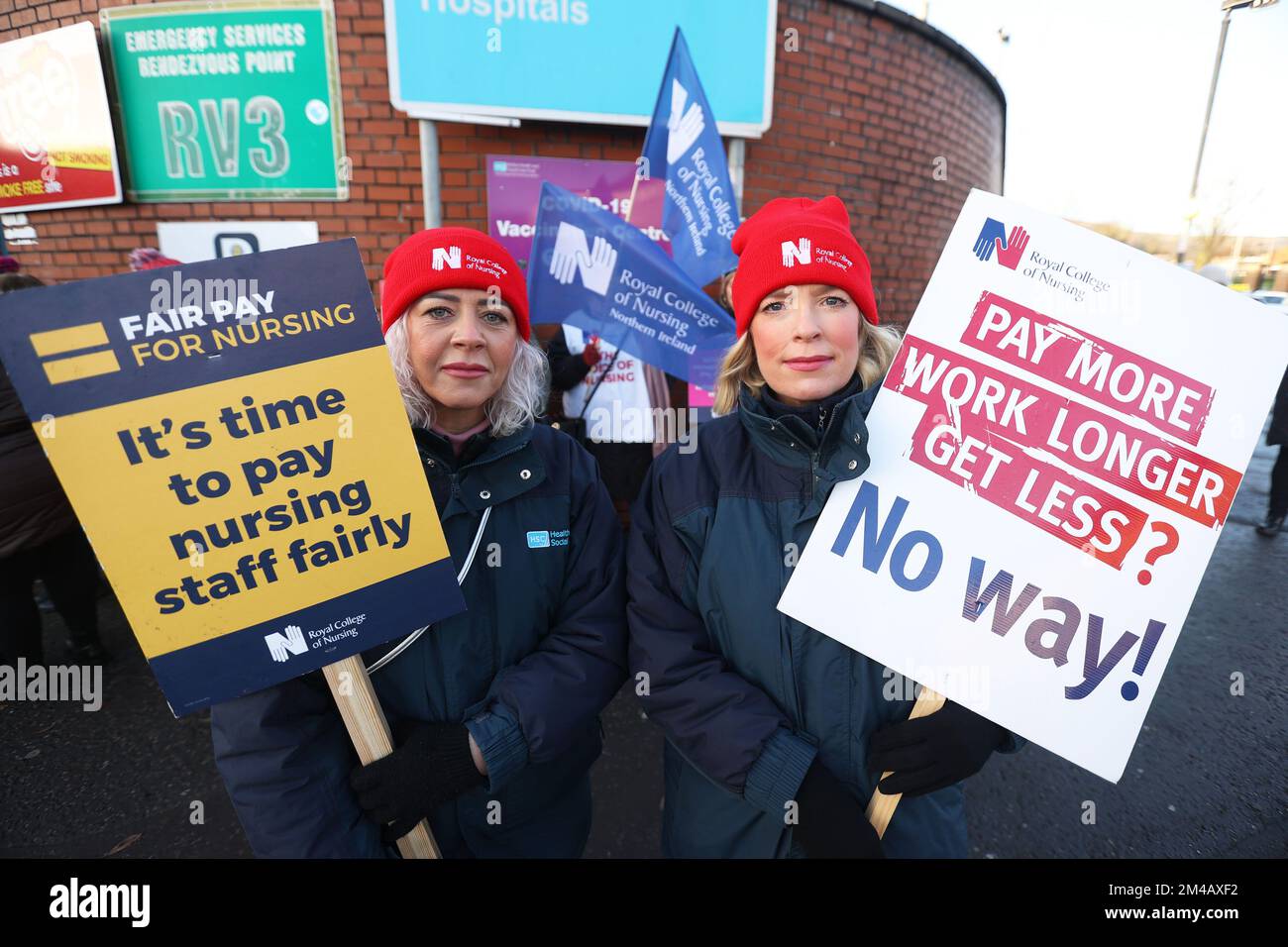 Nurses Sarah Donnelly (left) and Nicola Joyce on the picket line ...