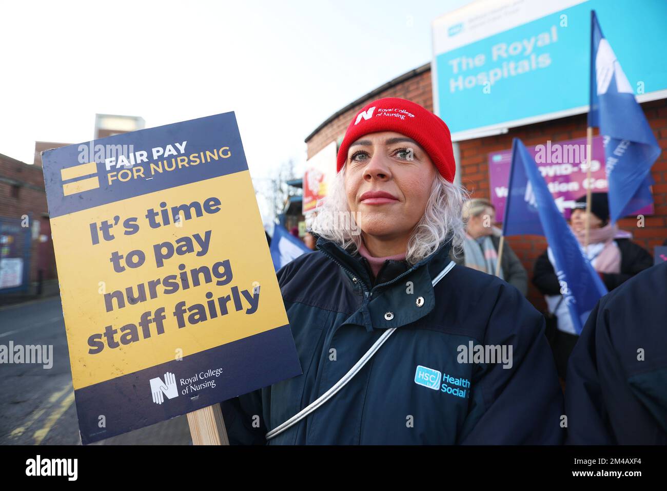 Nurse Sarah Donnelly on the picket line outside the Royal Victoria ...