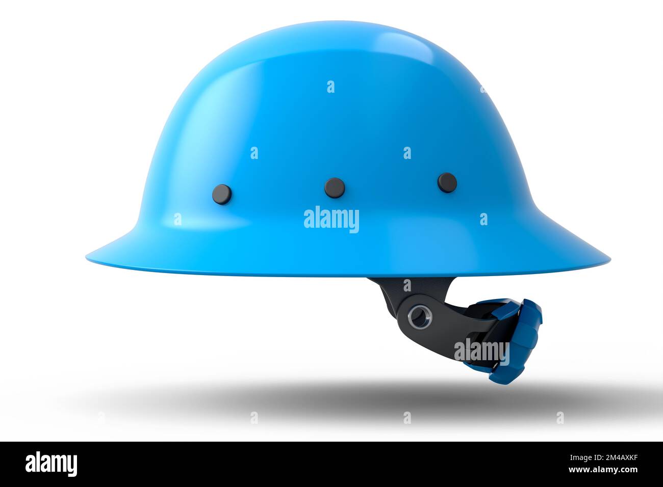 Blue safety helmet or hard cap isolated on white background. 3d render ...