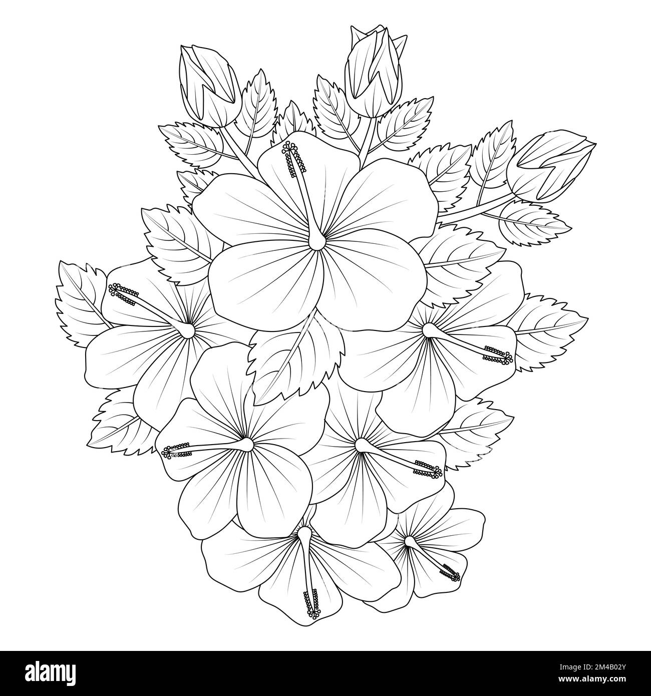 rose of sharon flower coloring page illustration with line art stroke ...