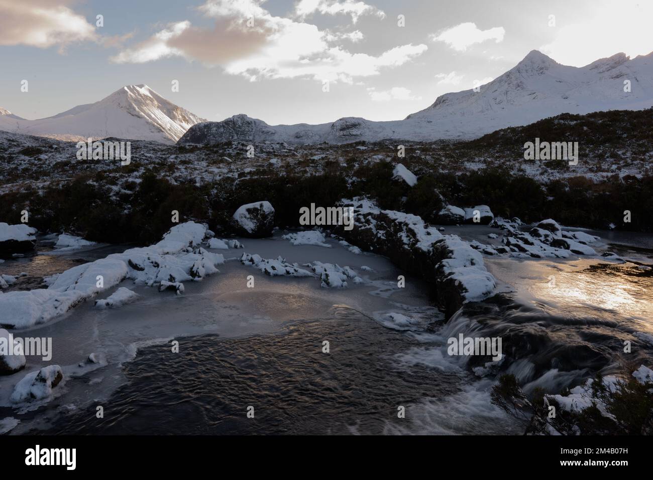 Cuillin Hils and River Sligachan Ice Pools in Winter Skye Stock Photo ...