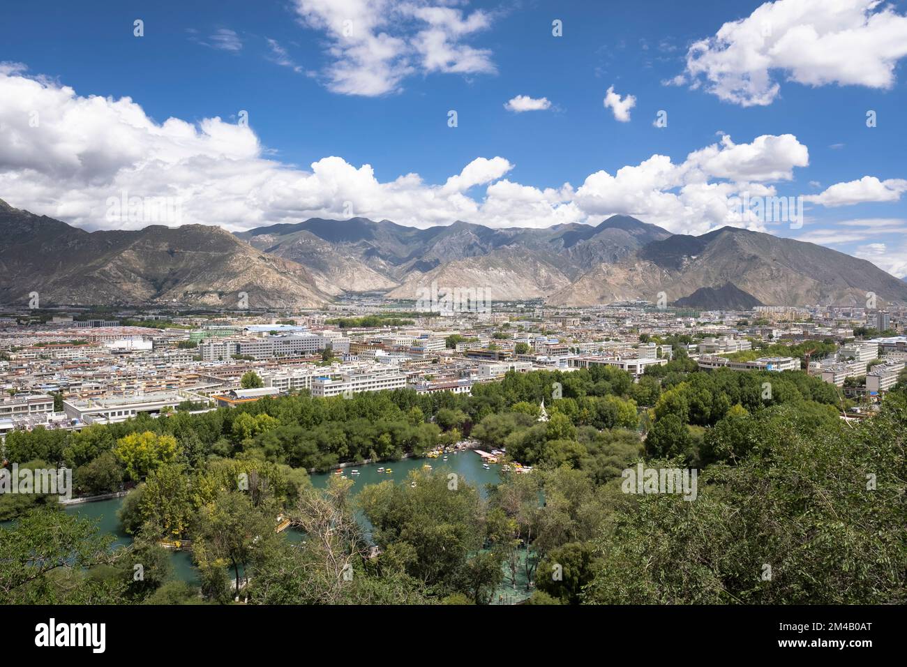 View of the city of Lhasa from the Potala Palace, a UNESCO heritage ...