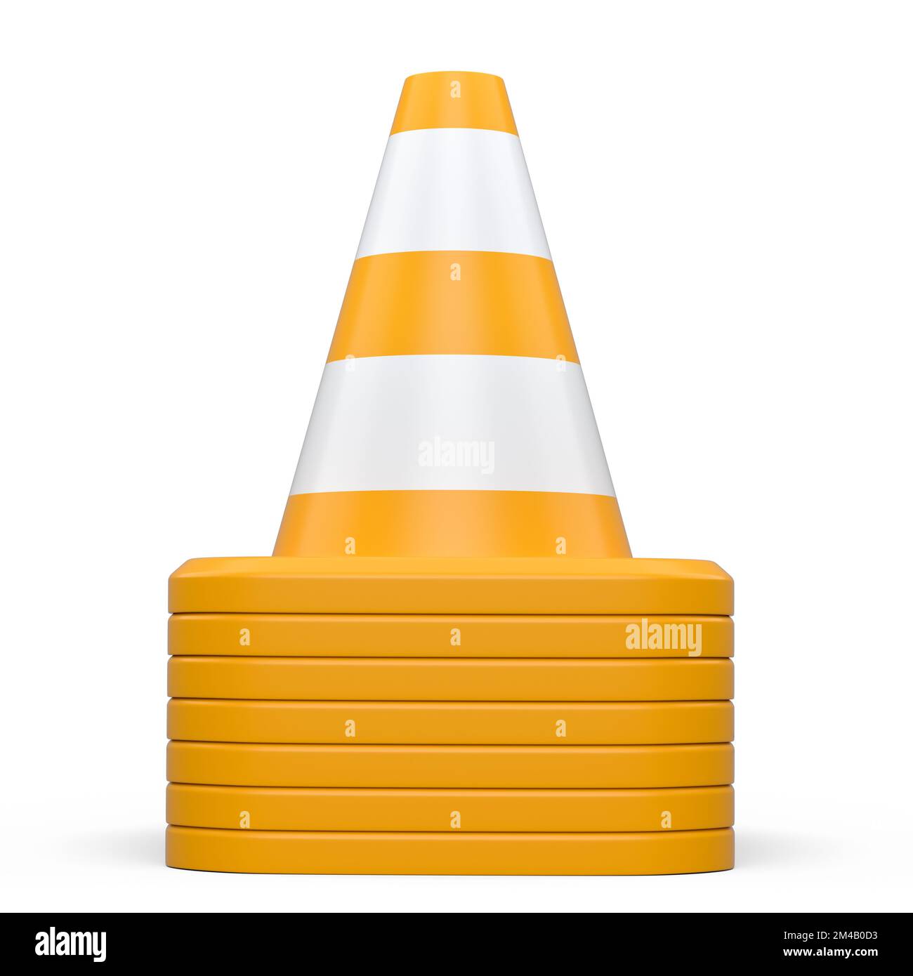 Set of traffic cones for under construction road work on white ...