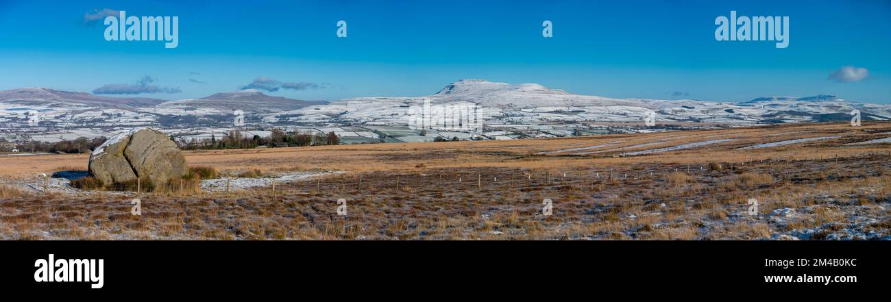 This panorama image is of the Yorkshire Dales Three Peaks as seen from ...