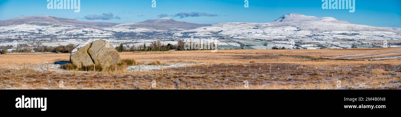 This panorama image is of the Yorkshire Dales Three Peaks as seen from ...