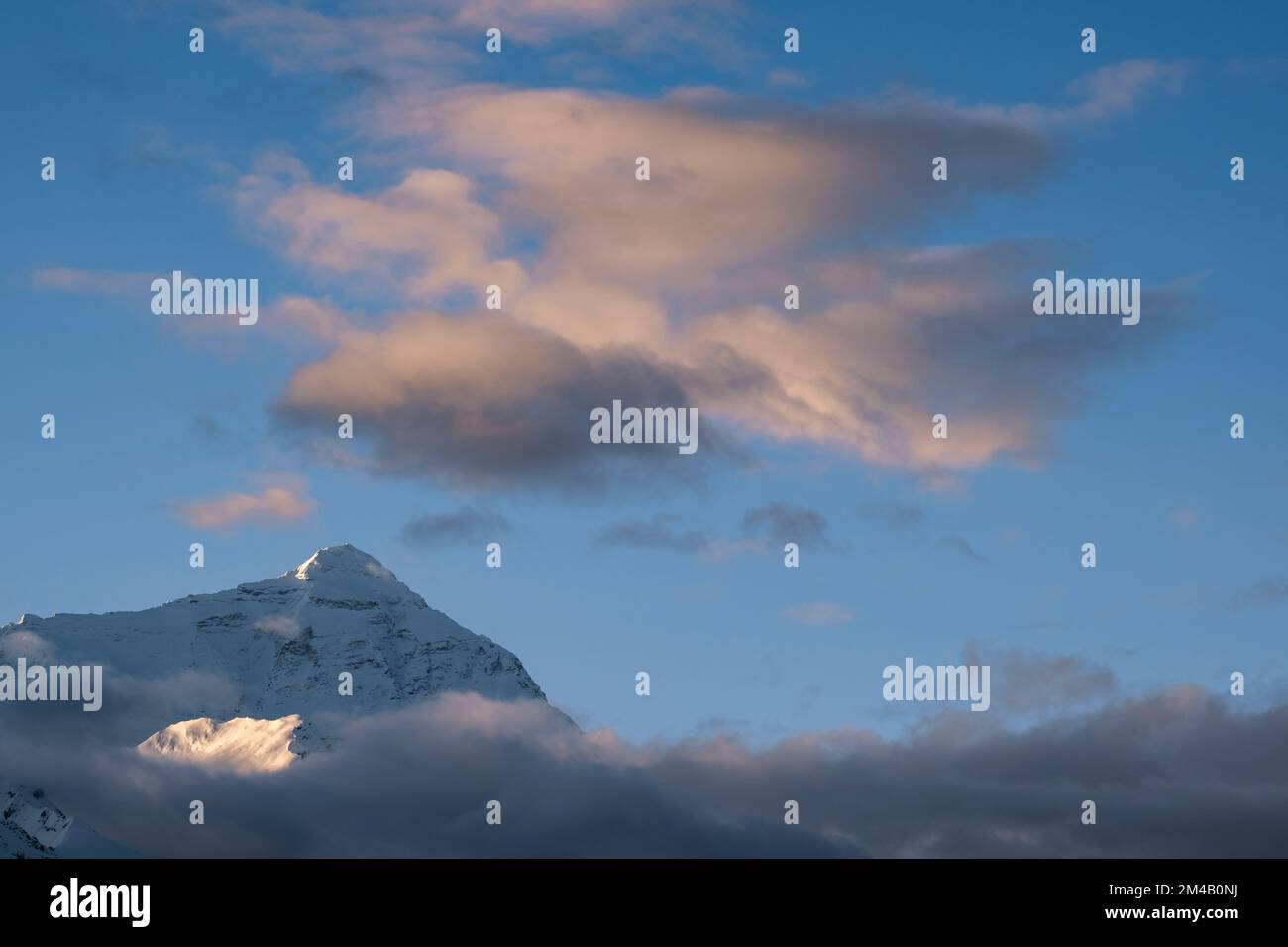 The North Face of Chomolungma or Everest from Rongbuk Monastery. Tibet ...