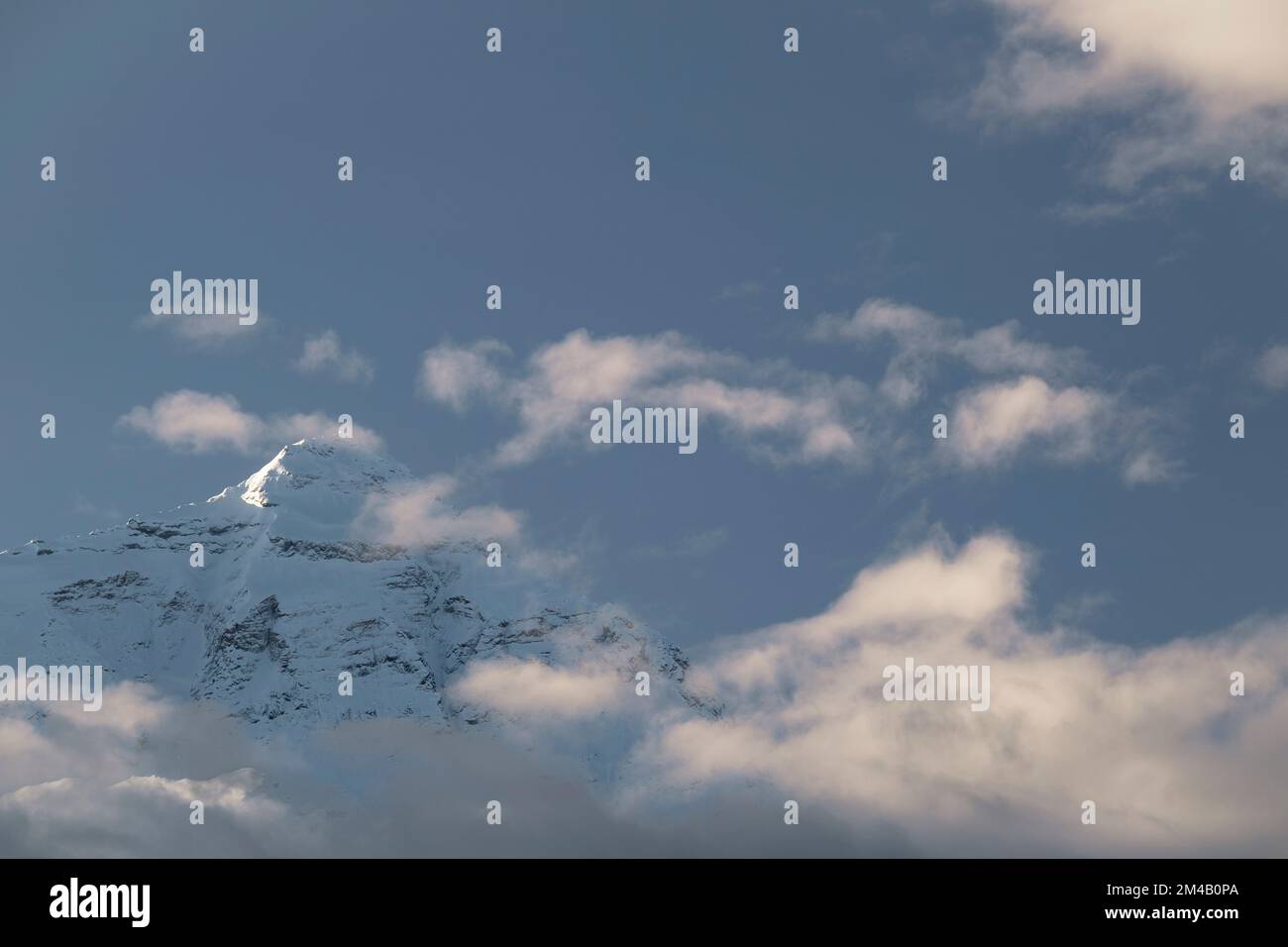 The North Face of Chomolungma or Everest from Rongbuk Monastery. Tibet ...