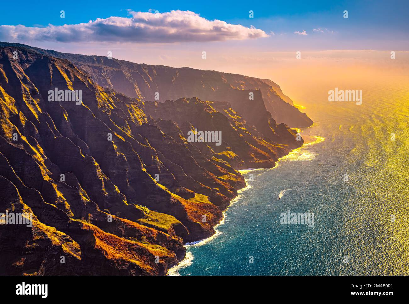 An aerial view of an island at sunset Stock Photo - Alamy