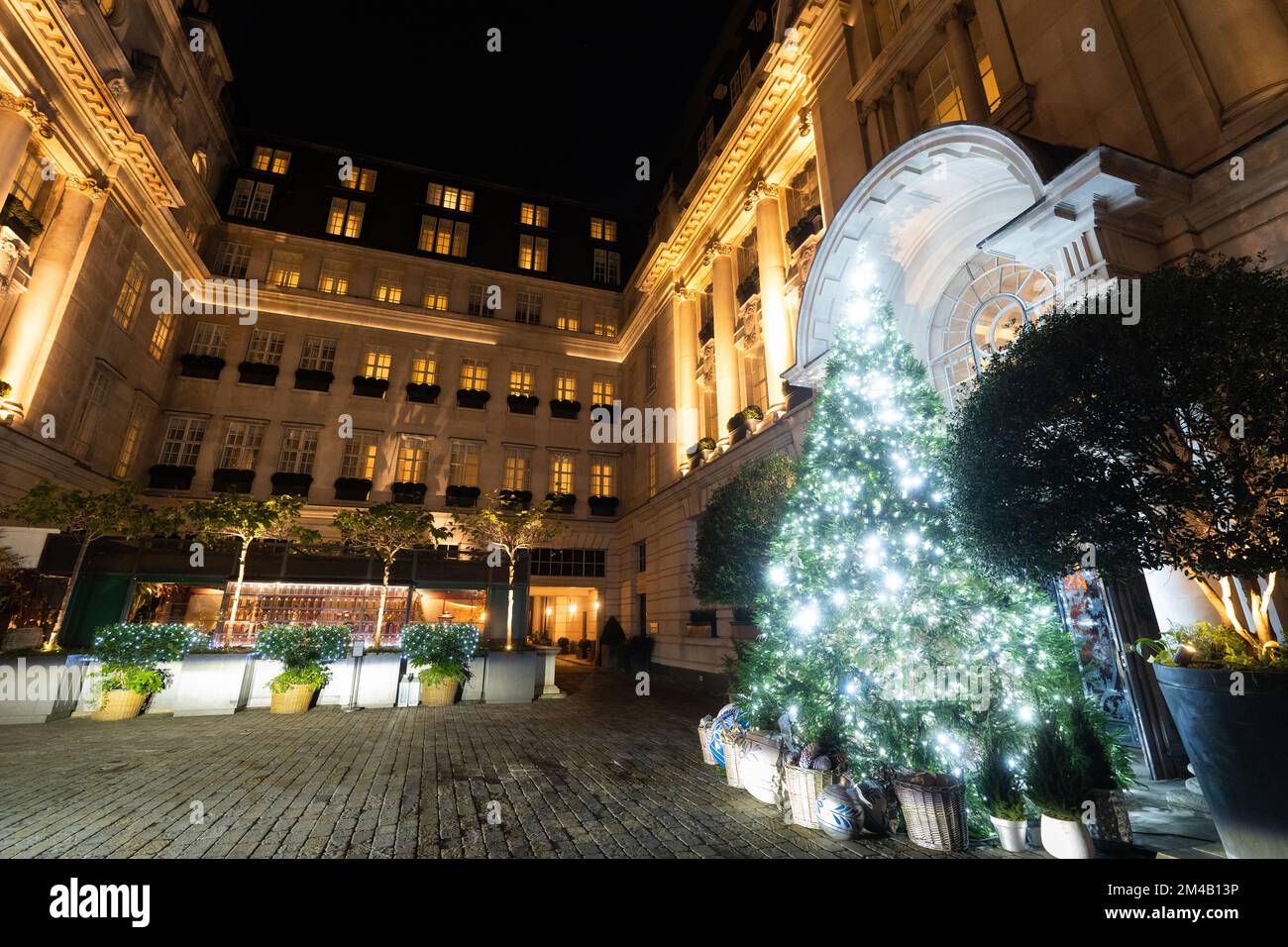 Christmas lights and decoration at the Rosewood Hotel, Holborn, central ...