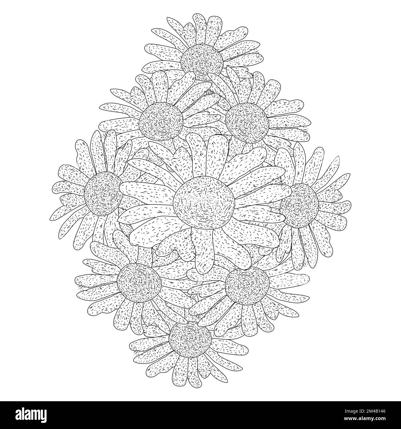 chamomile and daisy flower coloring page design with detailed line art ...