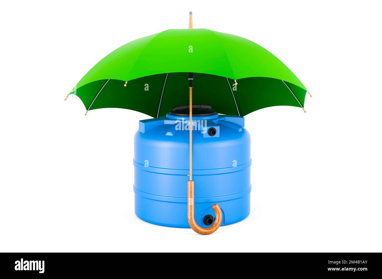 Plastic Water Tank under umbrella, 3D rendering isolated on white ...