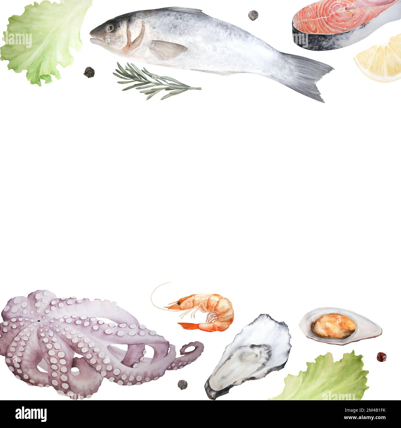 Watercolor seafood hi-res stock photography and images - Alamy