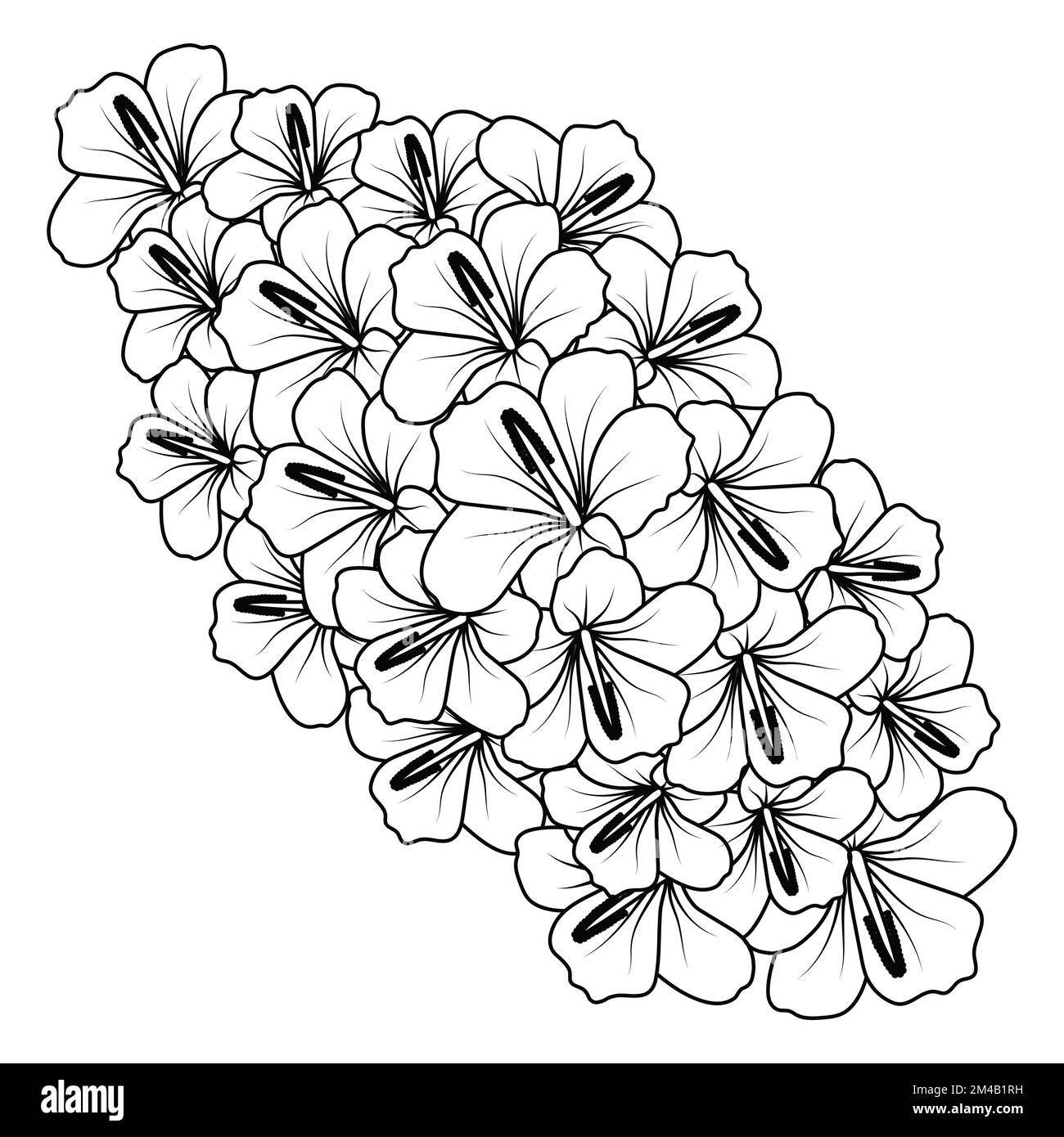chinese hibiscus flower hand drawn coloring page illustration with line ...