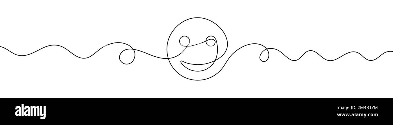 Smile in continuous line drawing style. Line art of smiling icon ...
