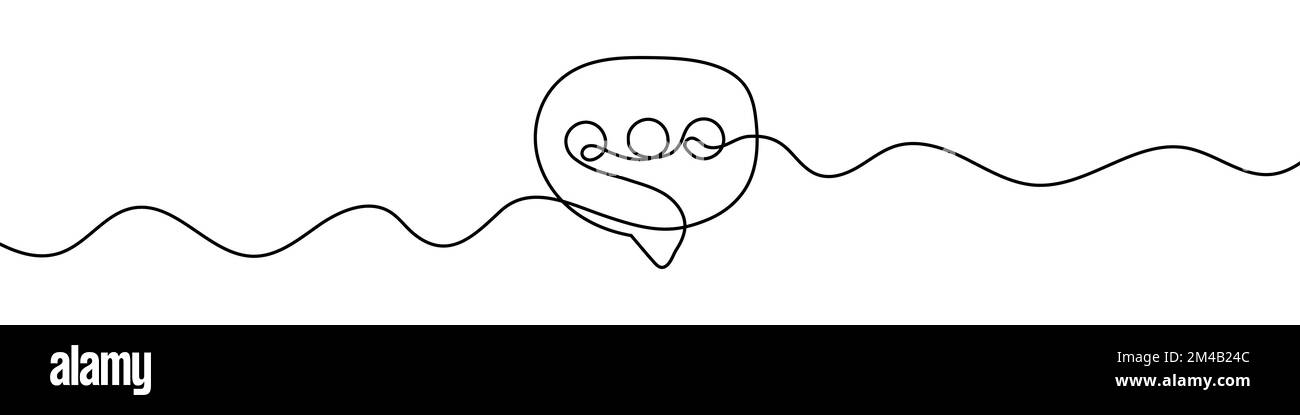 Continuous line drawing of speech bubble. One line drawing background ...