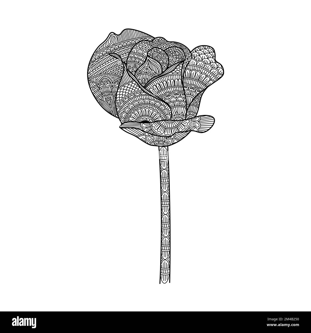 flowers rose zentangle coloring page with decorative easy sketches ...