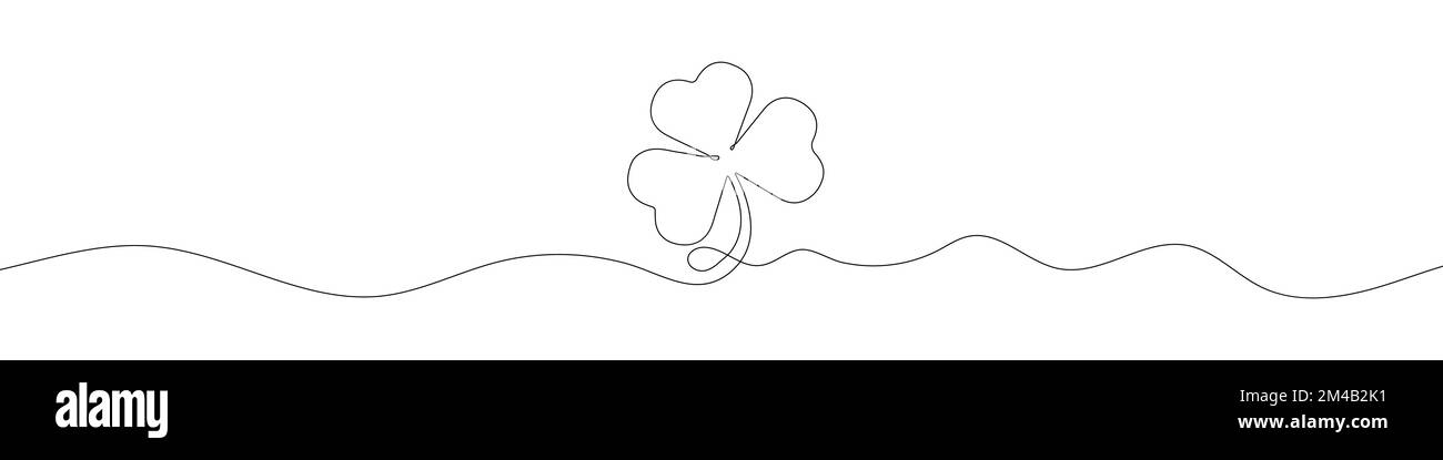 Continuous linear drawing of clover leaves. One line drawing background ...