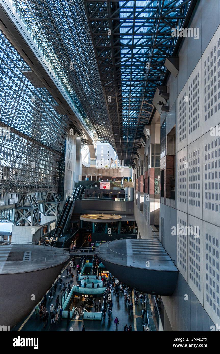 Kyoto, Japan, December 29, 2019. Interior shot of the central hall of ...