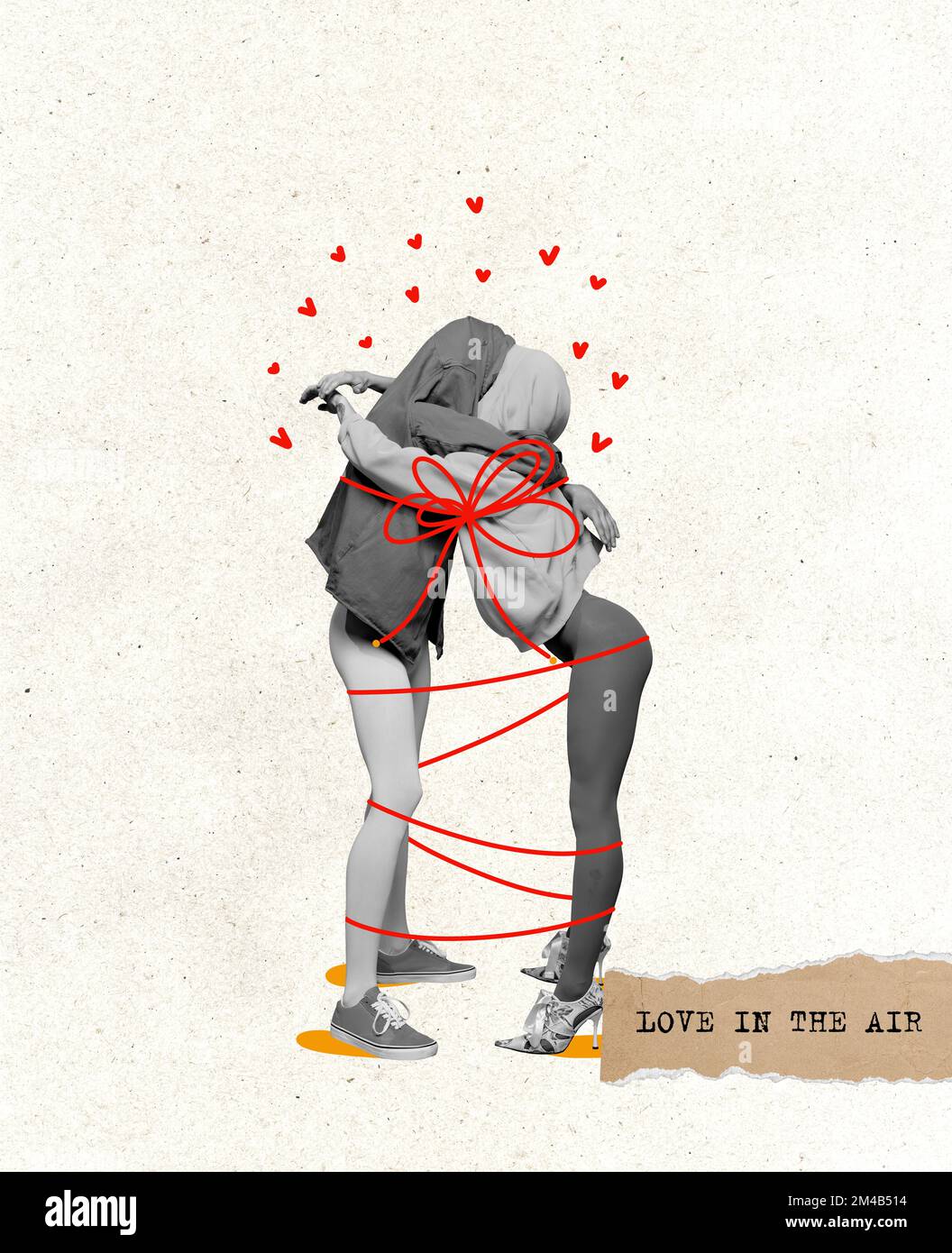 Weird people concept. Two persons hugging. Creative design for greeting ...