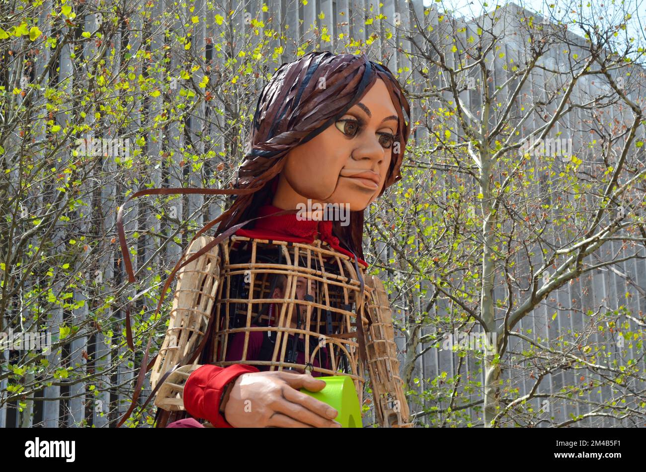 The Little Amal, the 12-foot puppet of a Syrian refugee, begins a ...