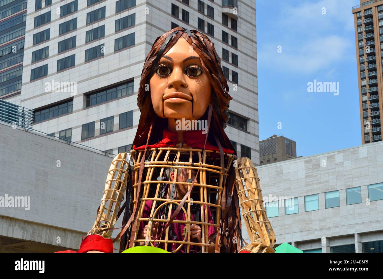 The Little Amal, the 12-foot puppet of a Syrian refugee, begins a ...