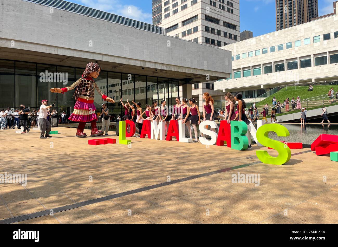 The Little Amal, the 12-foot puppet of a Syrian refugee, begins a ...