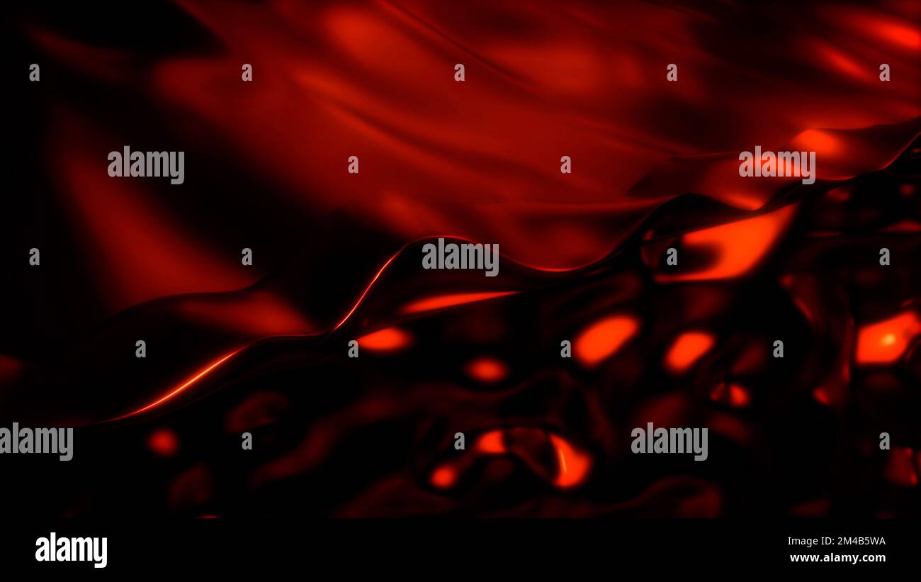 Dark shining red metal waves bokeh backdrop - abstract 3D illustration ...
