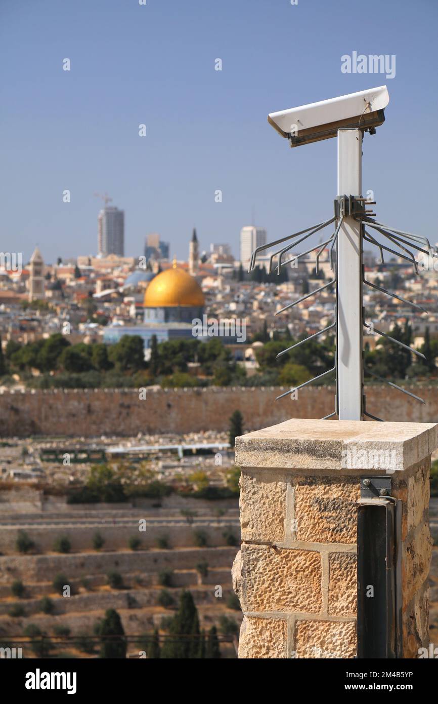 Security camera in Jerusalem city, Israel. CCTV equipment. Security ...